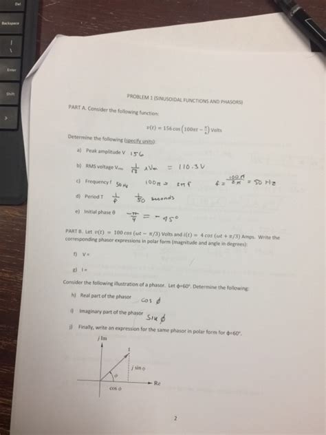 Solved Backspace Shtt Problem 1 Sinusoidal Functions And