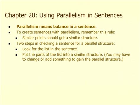 Ppt Chapter 20 Using Parallelism In Sentences Powerpoint