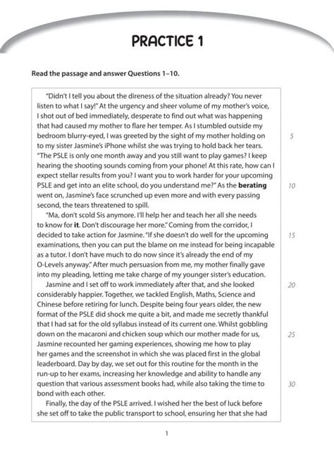 Psle English Comprehension Practice Comptes Book Store