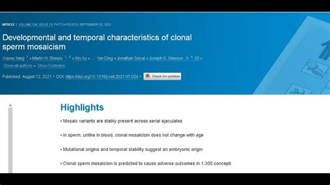 Cell Developmental And Temporal Characteristics Of Clonal Sperm Mosaicism Youtube