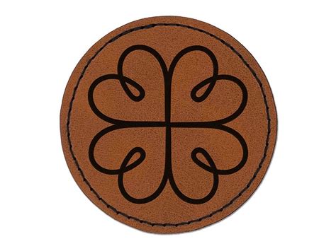 Four Leaf Lucky Clover Tribal Celtic Knot Round Iron On Engraved Faux