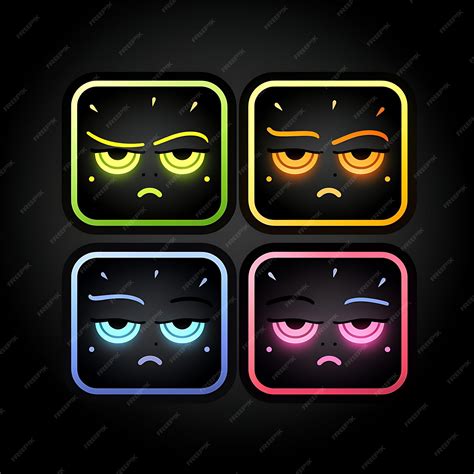 Premium Photo Neon Design Of Unamused Face Icon Emoji With Bored