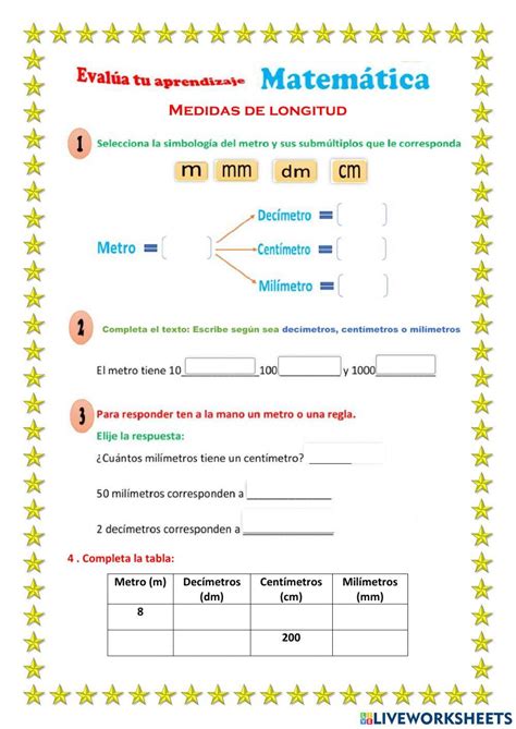 Medidas De Longitud Online Exercise For Cuarto De Primaria Live