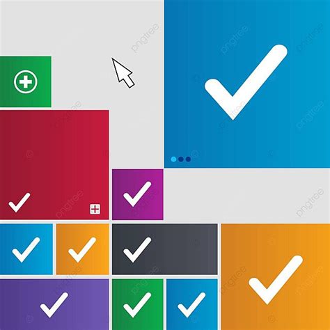 modern interface buttons with check mark and tik icons in metro style
