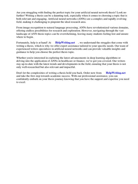 Artificial Neural Network Thesis Topics Pdf Artificial Neural