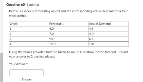 Solved Below Is A Weekly Forecasting Model And The