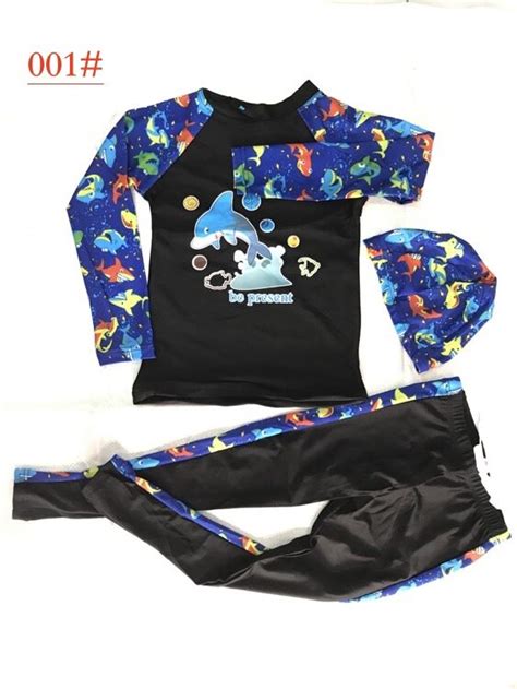ชุดว่ายน้ำเด็ก เสื้อแขนยาว กางเกงขายาว หมวก 3 ชิ้น 1008 Sunny101 Thaipick