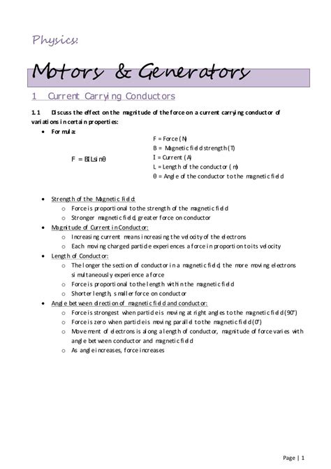 Motors And Generators Notes Physics Year 12 Hsc Thinkswap