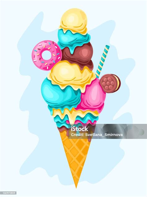 레몬 민트 핑크 초콜릿 아이스크림 비스킷 도넛 시럽 와플 콘에 뿌려주세요 벡터 그림입니다 색 설탕에 대한 스톡 벡터 아트 및 기타 이미지 Istock