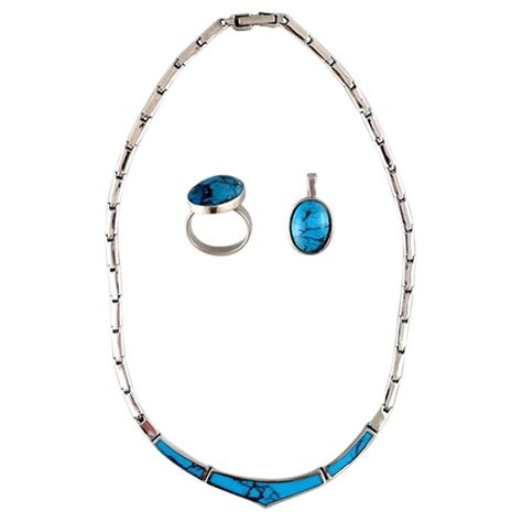 Danish Design Necklace In Tin With Pink Stone Modern Design 1960s