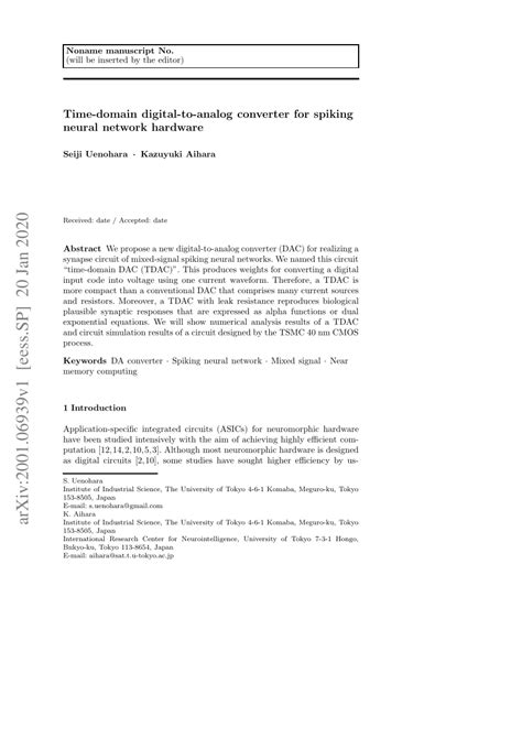Pdf Time Domain Digital To Analog Converter For Spiking Neural