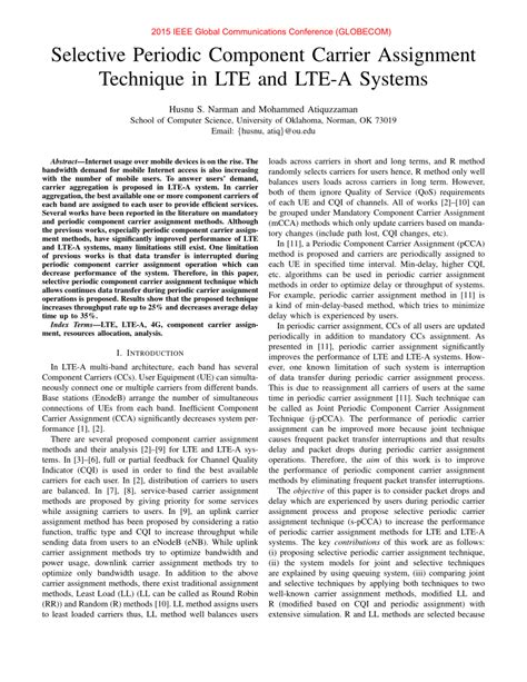 Pdf Selective Periodic Component Carrier Assignment Technique In Lte