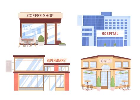 Premium Vector City Service Semi Flat Color Vector Objects Set