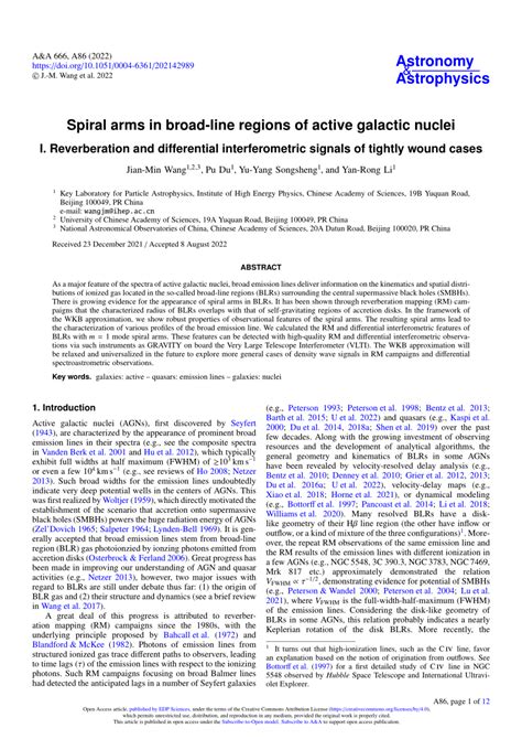 Pdf Spiral Arms In Broad Line Regions Of Active Galactic Nuclei I Reverberation And