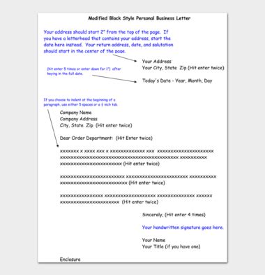 Block Letter Format Full Modified Semi Block With Samples