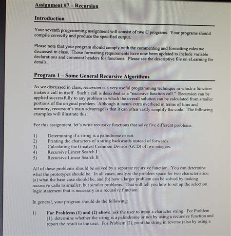 Solved Assignment 7 Recursion Introduction Your Seventh