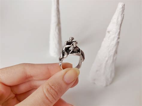 Art Nouveau Ring Silver Mythology Jewelry Nude Love Ring Etsy