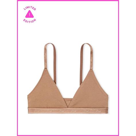 Buy Victorias Secret Pink Bralettes And Bra Tops Base Cotton Triangle Bralette Brown Online