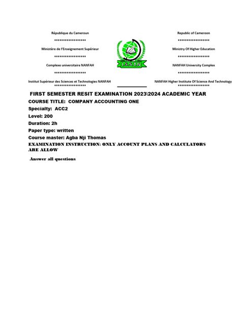 company accounting resit paper exam pdf