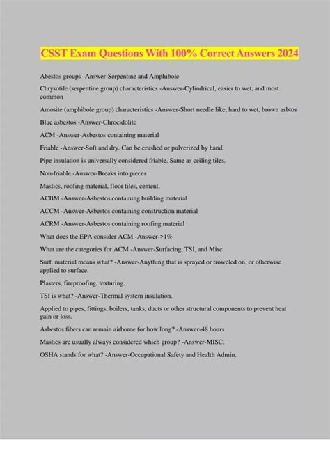 Csst Exam Questions With 100 Correct Answers 2024 Csst Stuvia Us