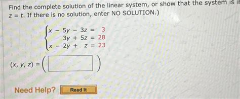 Solved Find The Complete Solution Of The Linear System Or