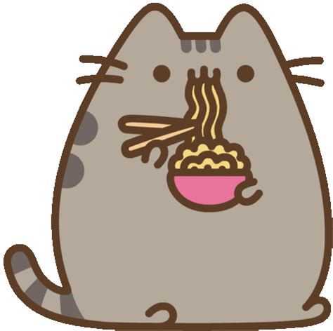 Pusheen Noodle Sticker Pusheen Noodle Eating 发现和分享 