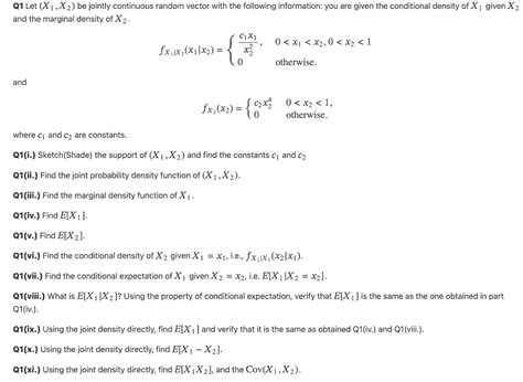 Solved Q1 ﻿let X1x2 ﻿be Jointly Continuous Random Vector