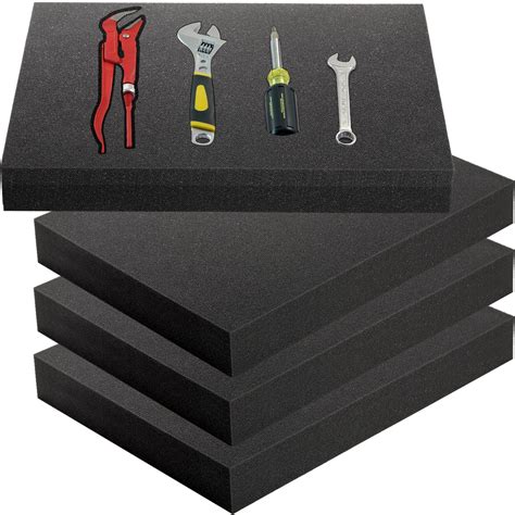 Wuweot 4 Pack Black Packing Foam Sheets 16x11 8x1 5 Inch Polyurethane Foam Pad Cuttable Bottom
