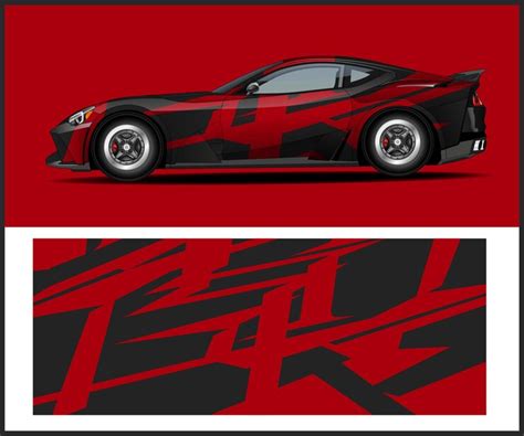 자동차 랩 데칼 그래픽 디자인 및 프리미엄 일러스트레이션 차량 템플릿 프리미엄 벡터