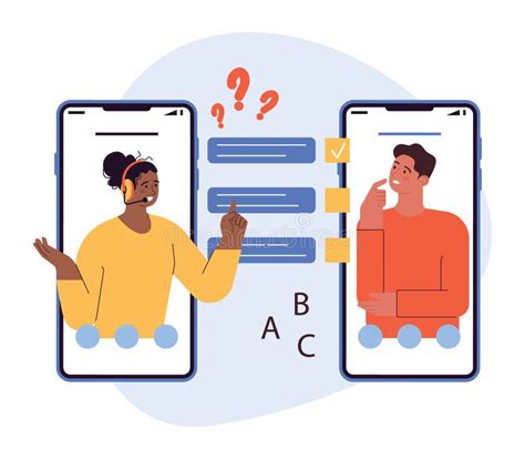 Opinion Poll Concept Phone Call And Online Survey Stock Vector