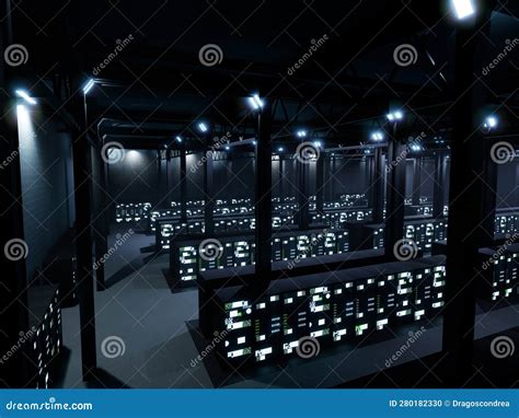 Futuristic Server Room With Storage Stock Illustration Illustration Of Render Information