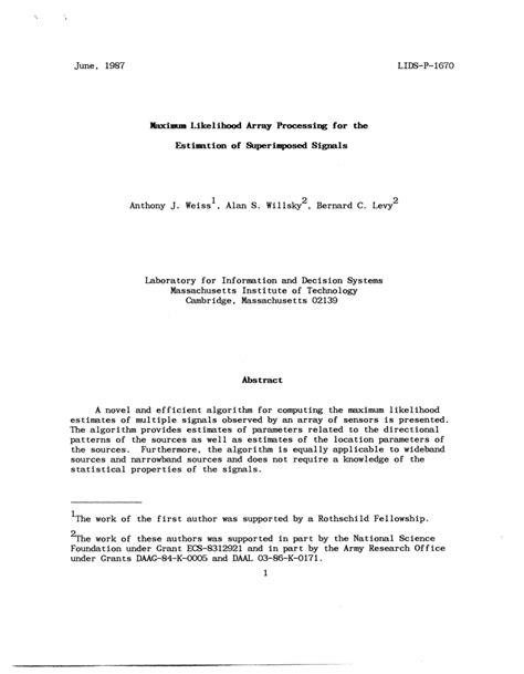 pdf maximum likelihood array processing for the estimation of