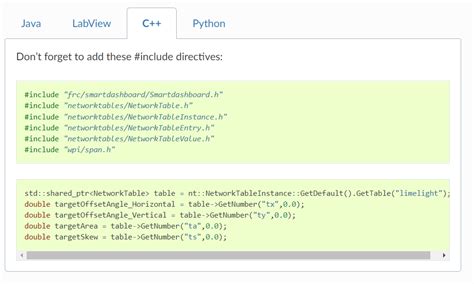 Limelight C Network Table Error Cc Chief Delphi