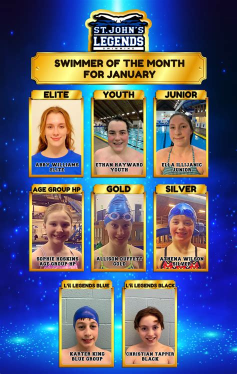 Swimmer Of The Month St Johns Legends Swim Club