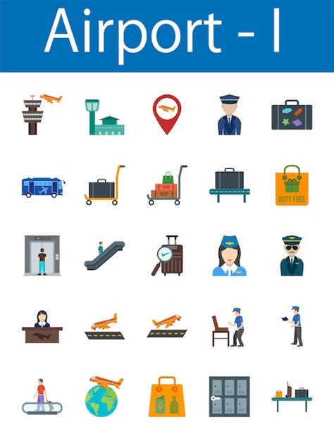 Premium Vector Airport Set Icons