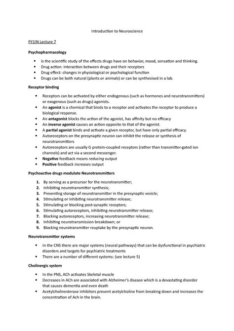 Introduction To Neuroscience Part 1 Lecture 7 Introduction To Neuroscience Py1in Lecture 7