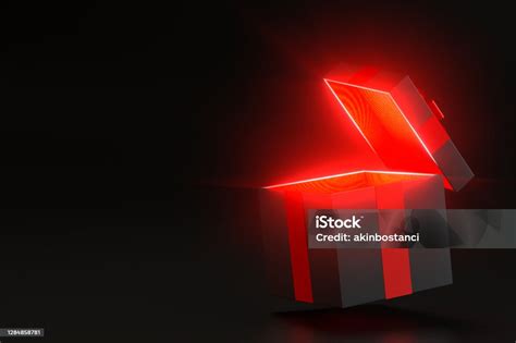 블랙 오픈 기프트 박스 와 번개 검은 배경에 최소한의 3d 디자인 선물 상자에 대한 스톡 사진 및 기타 이미지 선물 상자 3차원 형태 검은색 Istock