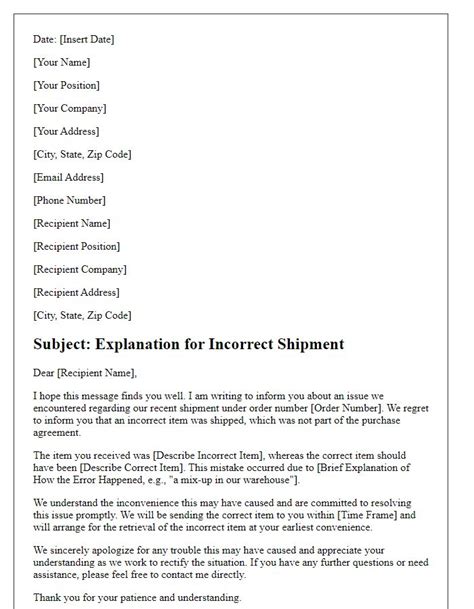 Letter Template For Incorrect Order Received Apology Free Samples In Pdf Letterin