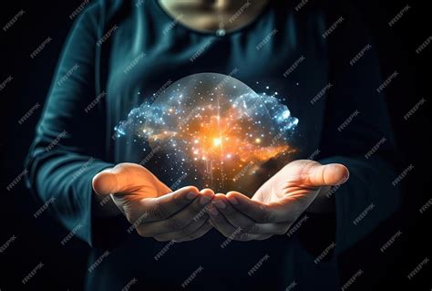 Cloud Computing And Data Storage On Bright Dark Background In The Hands Of A Person Thats