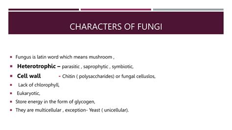 Cell Structure Of Fungi Unicellular And Multicellular Pptx