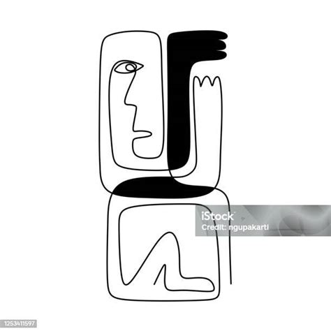 미적 윤곽의 연속 라인 드로잉 현대 미술 민족 스타일에 손을 가진 현대 그래픽 디자인 여성 현대 미니멀한 추상적인 벡터 일러스트레이션으로 자신을 껴안고 있는 소녀 벡터에