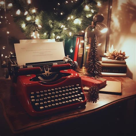Premium Ai Image Typewriter Writing The Christmas Tale Classical Writers