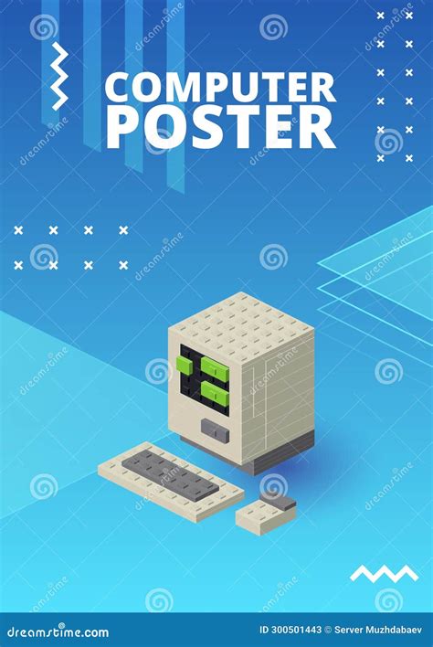 Retro Computer Poster For Print And Design Vector Illustration Stock