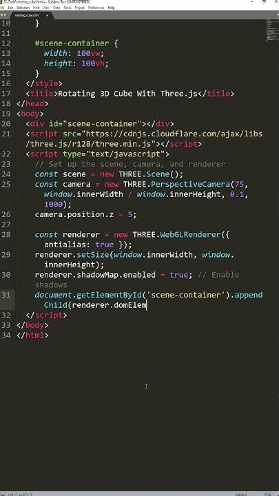 Rotating 3d Cube Using Threejs In Html Css Js Shorts Coding