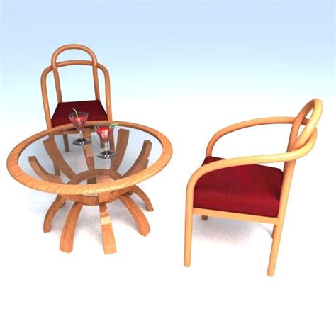 테이블과 2 개의 의자 세트 3d 모델 15 Max Free3d