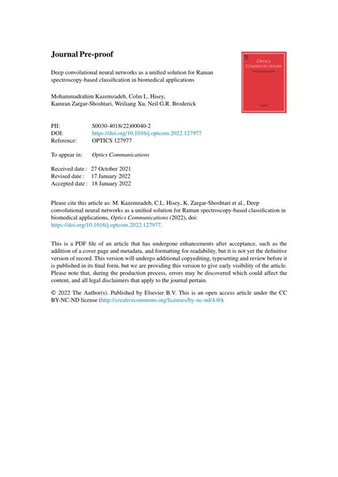 PDF Deep Convolutional Neural Networks As A Unified Solution For Raman Spectroscopy Based