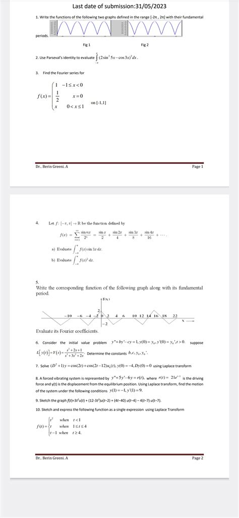 1 Write The Functions Of The Following Two StudyX