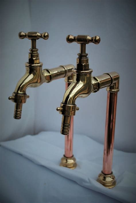 Brass And Copper Belfast Kitchen Sink Tall Bib Taps Old Reclaimed