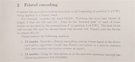 Solved 2 Feistel Encoding Consider The Encryption System