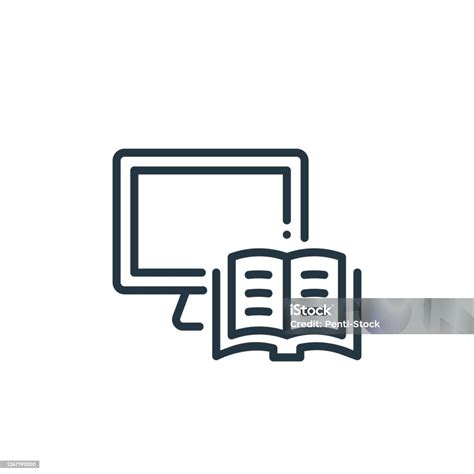 흰색 배경에 격리 된 온라인 학습 벡터 아이콘 웹 사이트 디자인 및 모바일 앱 개발을위한 개요 얇은 라인 온라인 학습 아이콘 씬 라인 온라인 학습 개요 아이콘 벡터 공부에